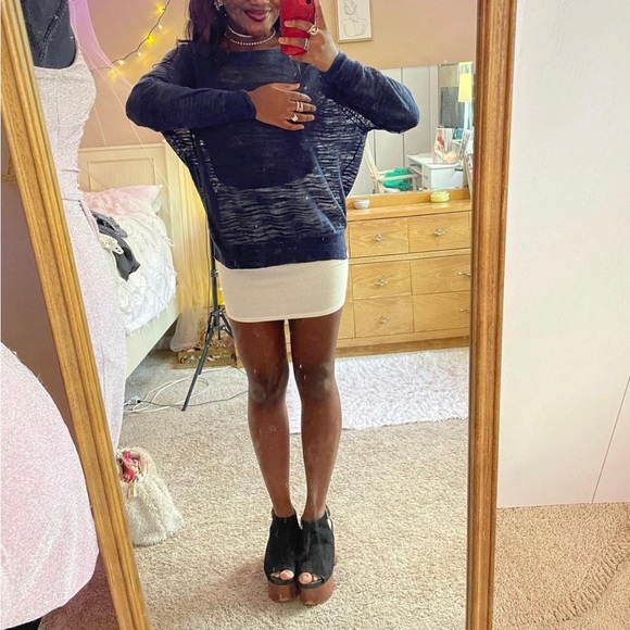 Joie | Sweaters | Meshlike Long Sleeve Navy Blue Sweater | Poshmark